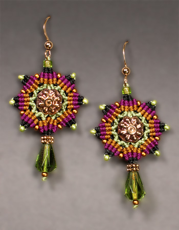 Micro-Macrame Olive Star Mandala Earrings Kit